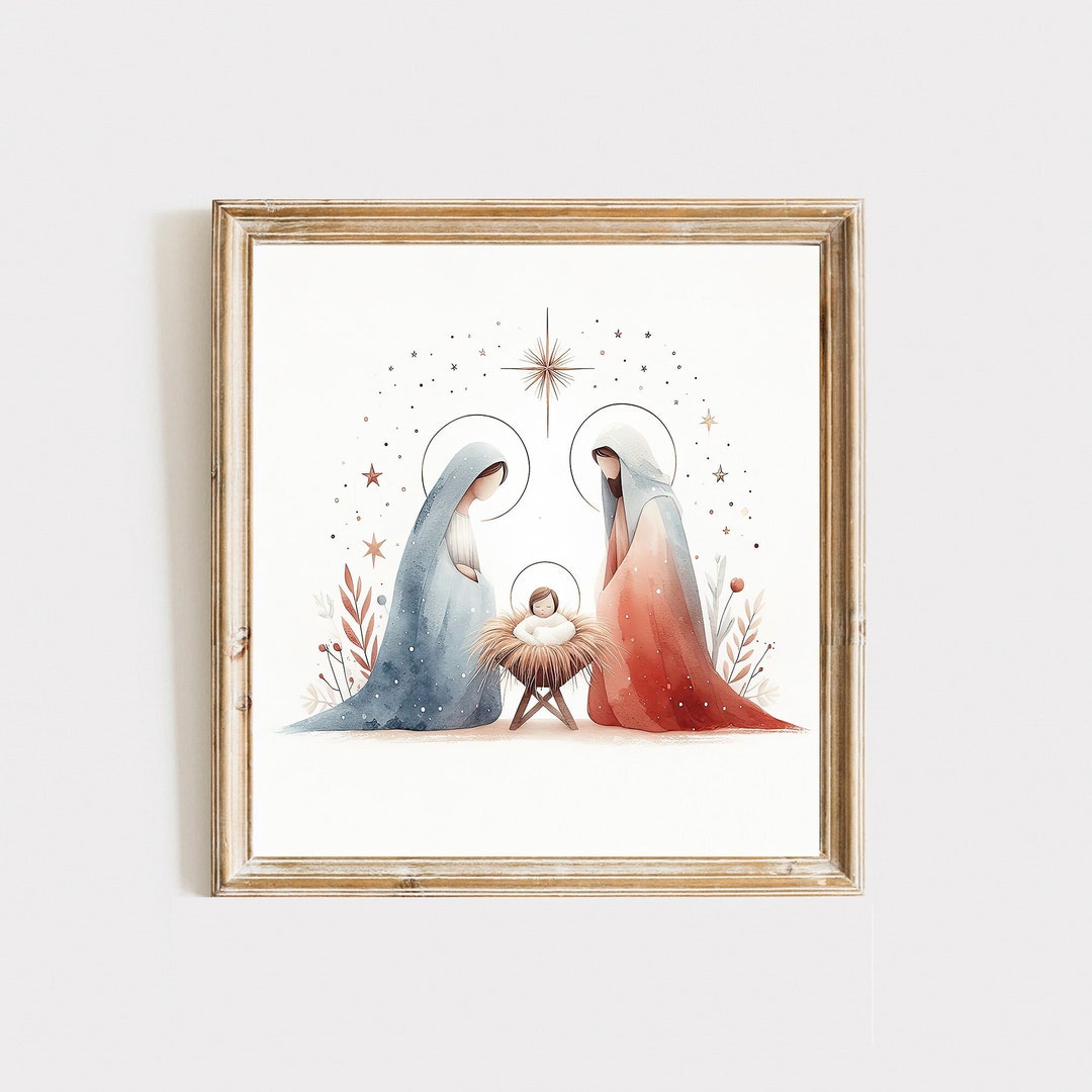 Christmas Nativity Print, Nativity Picture, Nativity Print, Watercolor ...