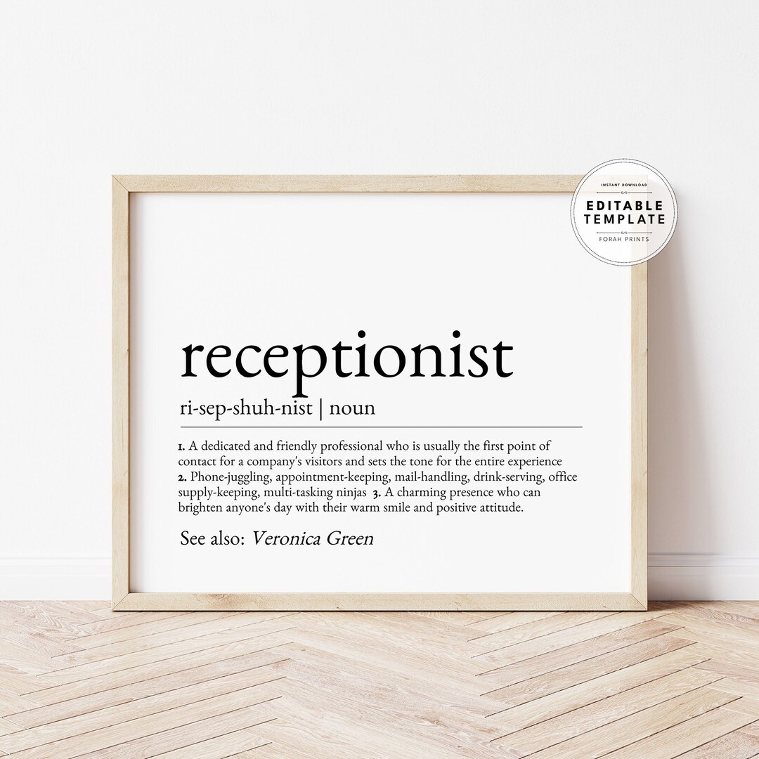 Editable Custom Receptionist Definition, Receptionist Appreciation ...