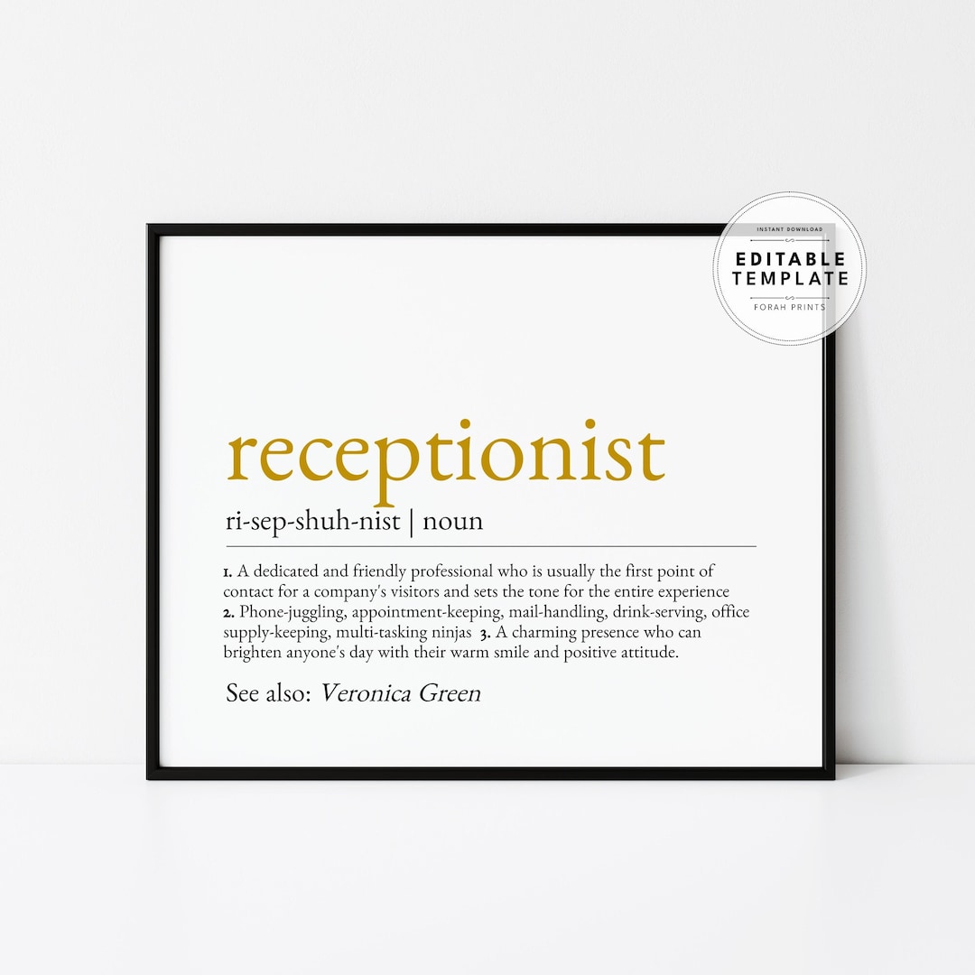 Editable Custom Receptionist Definition, Receptionist Appreciation ...