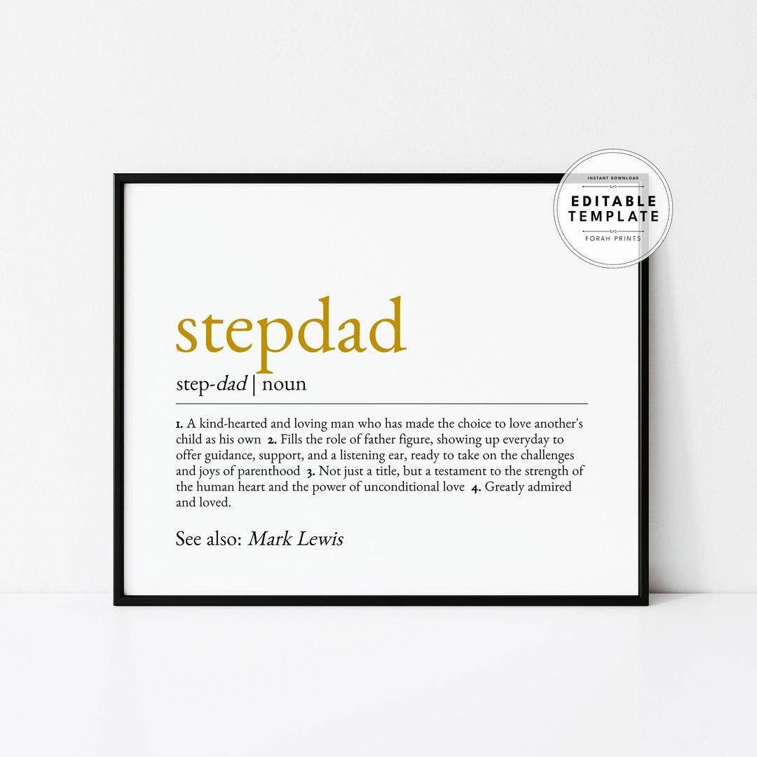Editable Stepdad Definition, Stepdad Appreciation, Gift for Stepdad ...
