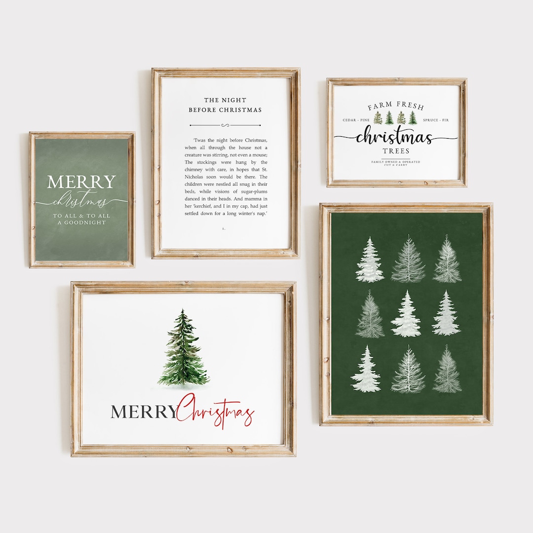 Christmas Prints, Bundle of 5, Christmas Wall Art, Christmas Printable ...