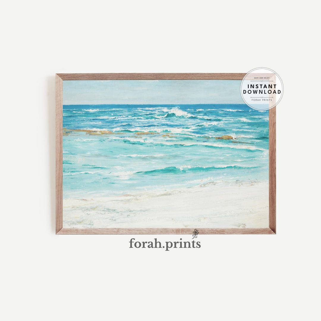 Vintage Beachscape Art Print: Coastal Seascape (digital Print) - Etsy