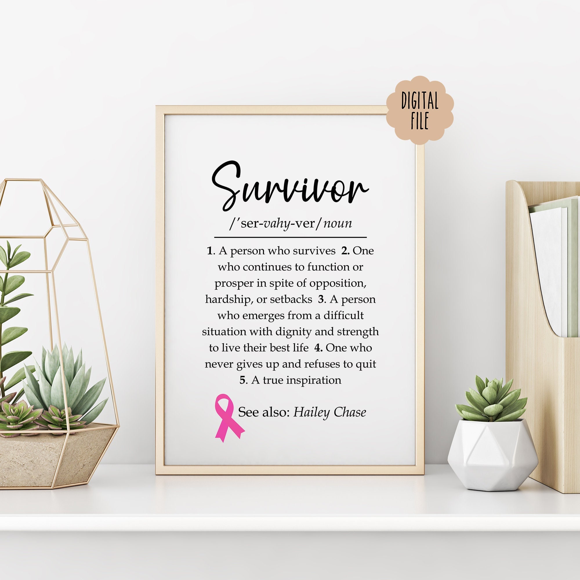 Custom Breast Cancer Survivor Definition Print, Warrior Gift (digital ...