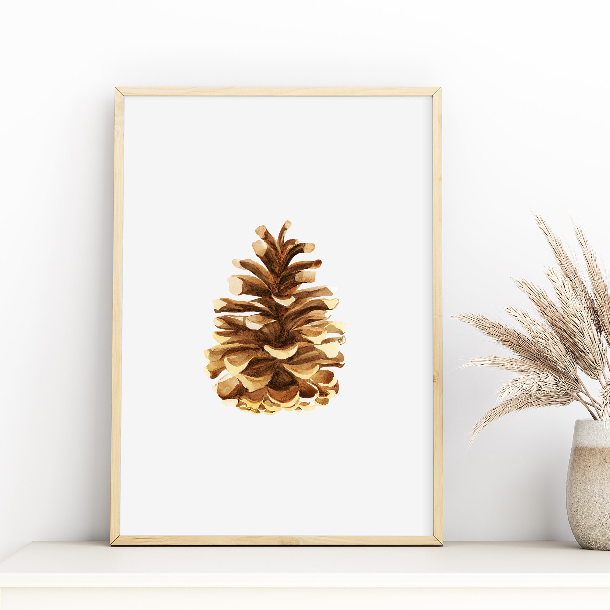 Pine Cone Print Pine Cone Printable Christmas Prints Winter | Etsy