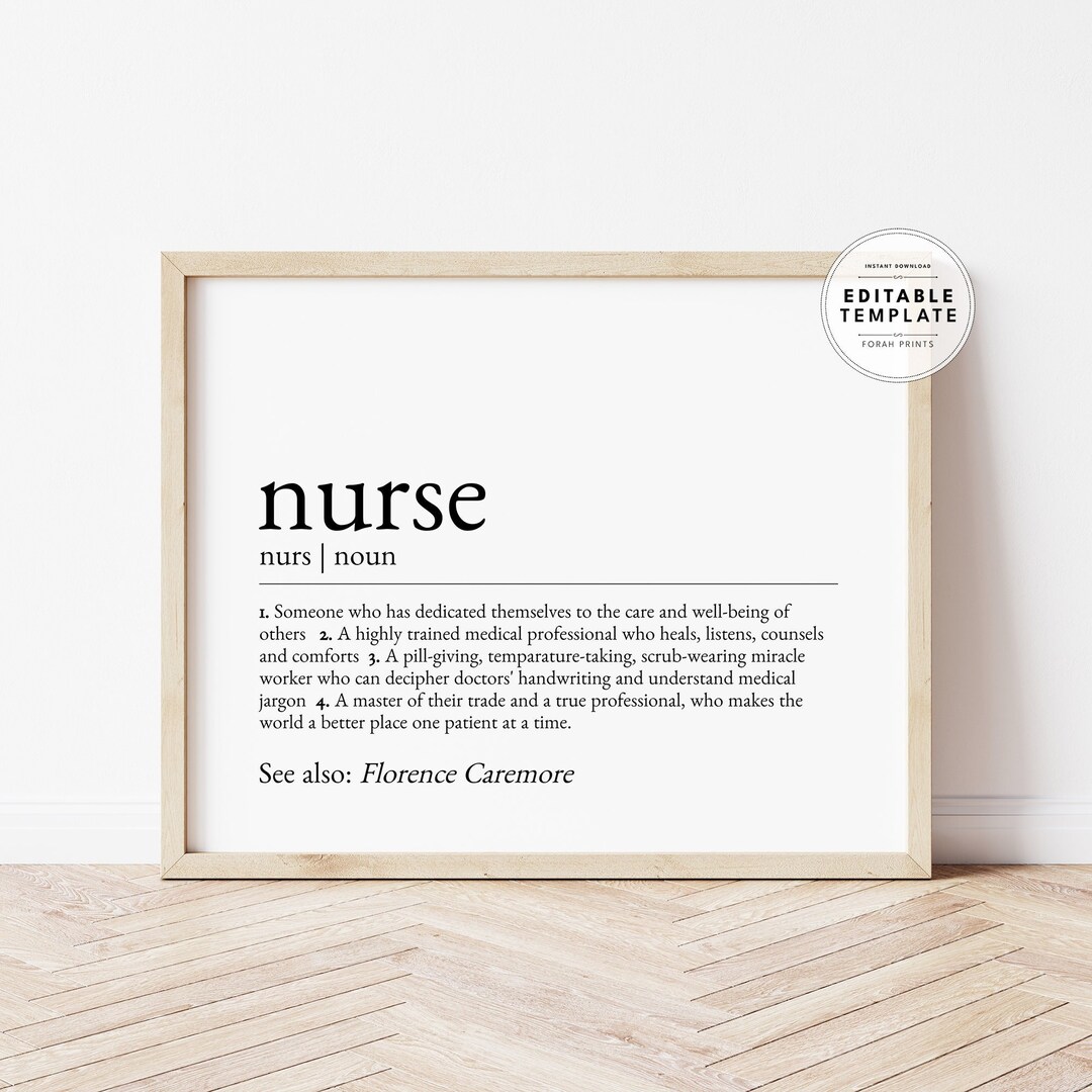 Editable Custom Nurse Definition Nurse Appreciation Gift for - Etsy
