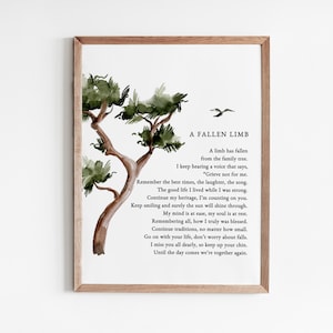 A Fallen Limb Poem, Sympathy Gift, Funeral Poem, Bereavement Print ...
