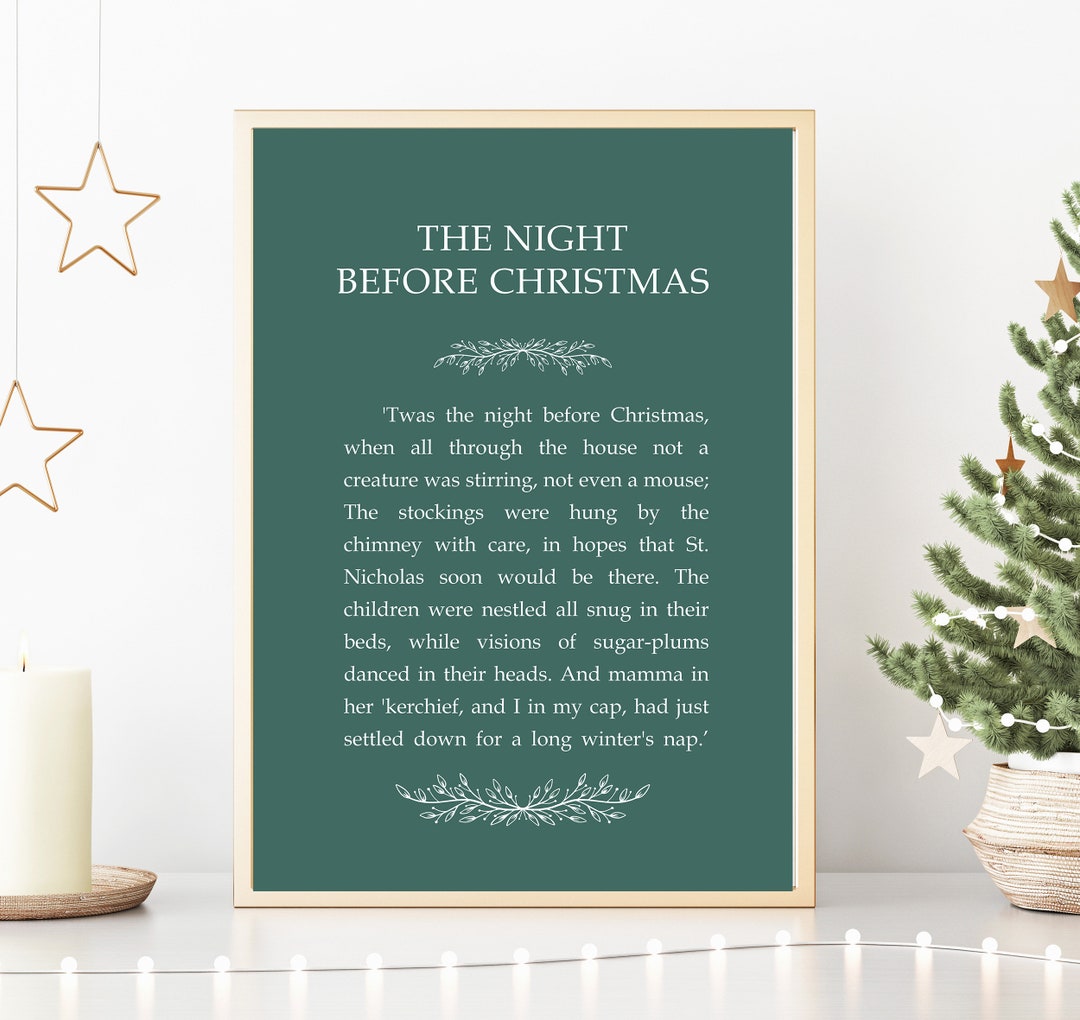 Twas the Night Before Christmas Print | Holiday Wall Art (digital Print ...