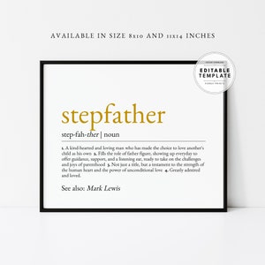 Editable Stepfather Definition, Stepfather Appreciation, Gift for ...