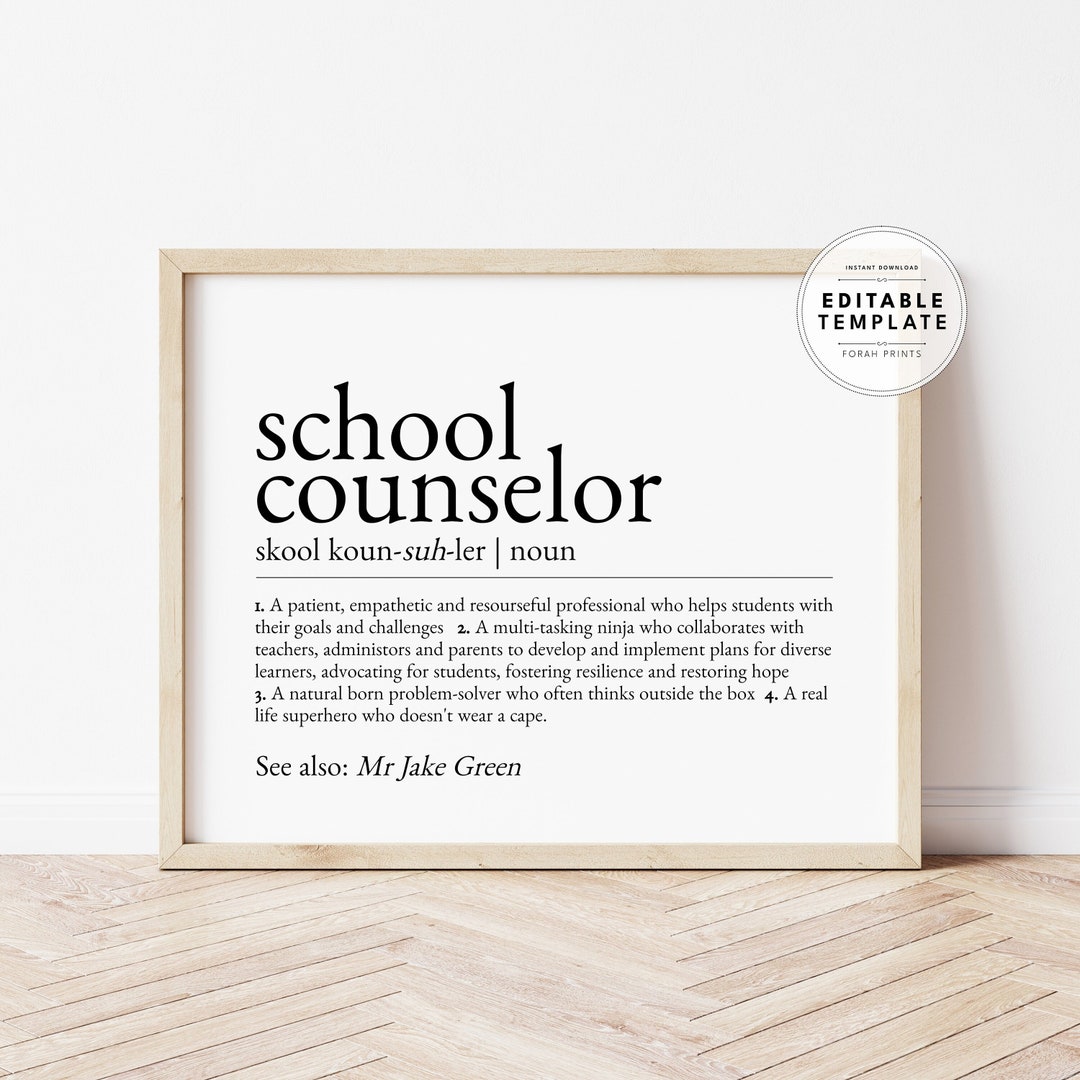 Editable Custom School Counselor Definition Gift, School Counselor ...