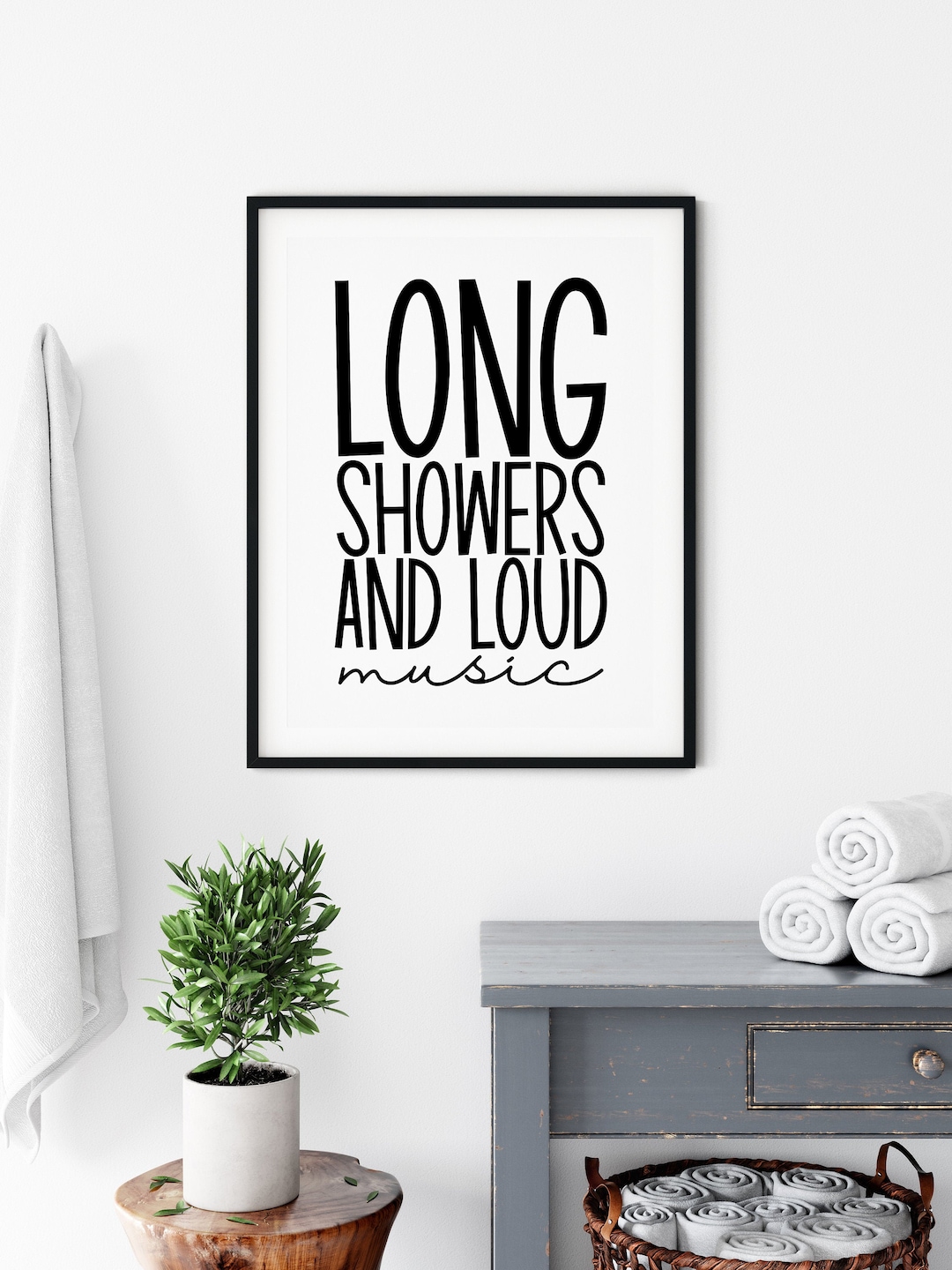 Long Showers Loud Music Print Bathroom Print Bathroom Wall - Etsy