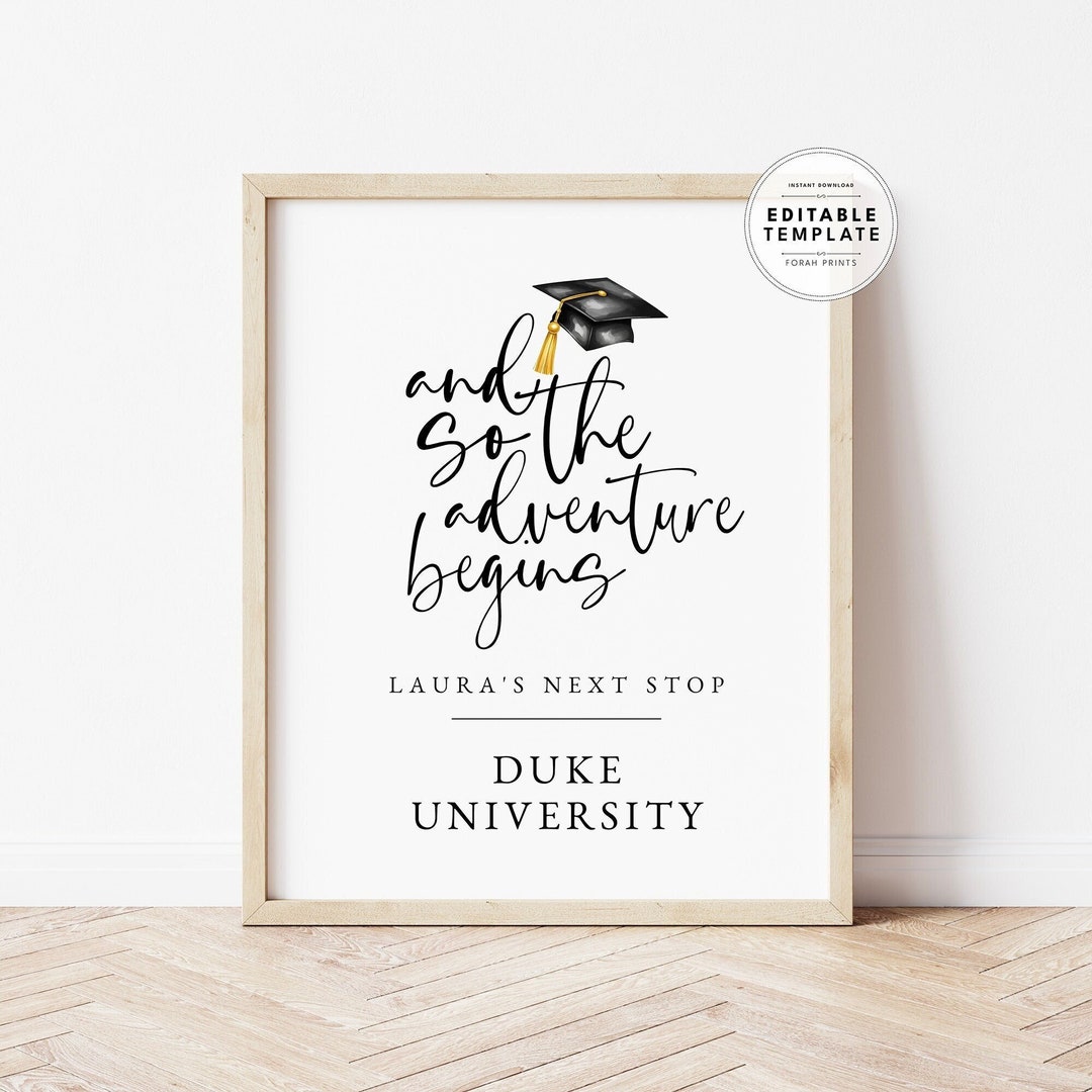 Editable and so the Adventure Begins Graduation Sign, Custom Graduation ...