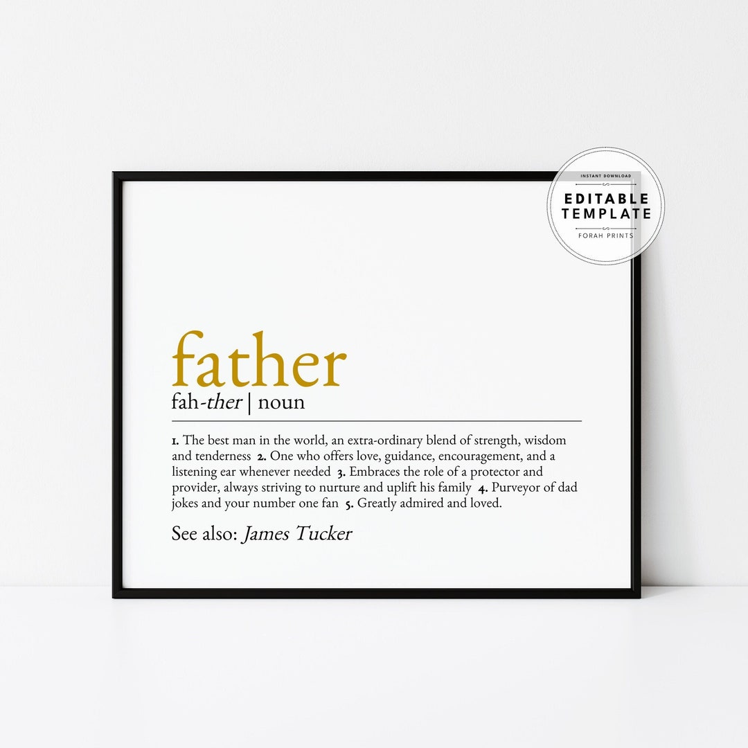 Custom Father Definition Print, Father's Day Gift (digital Download) - Etsy