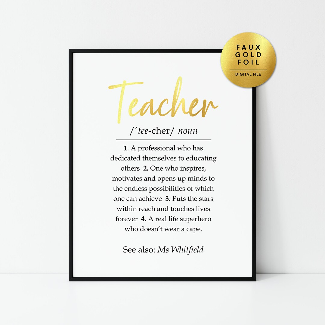 Teacher Definition Print, Custom Teacher Gift, Teachers Day Gift, Gifts ...