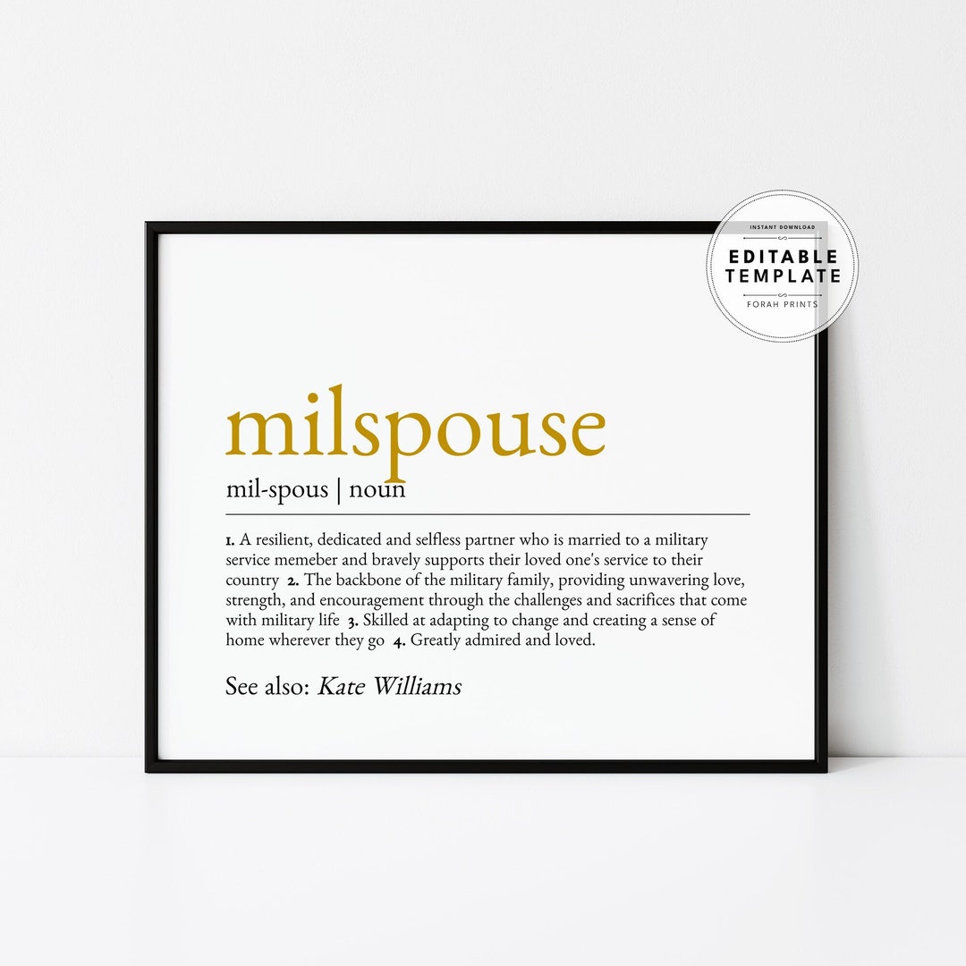 Editable Custom Milspouse Definition, Military Spouse Appreciation ...