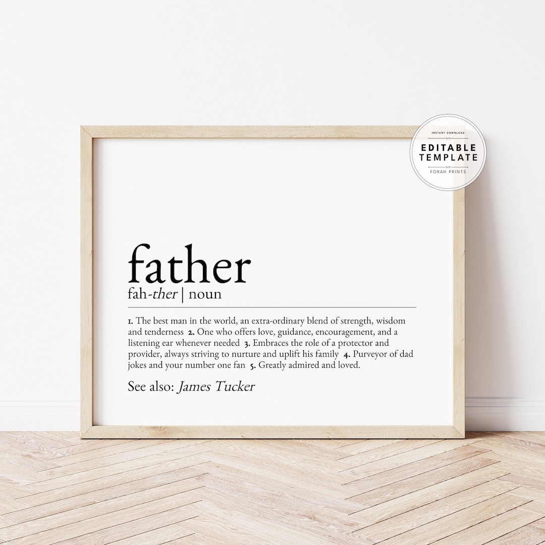 Editable Custom Father Print, Fathers Day Gift, Father Thank You Gift ...