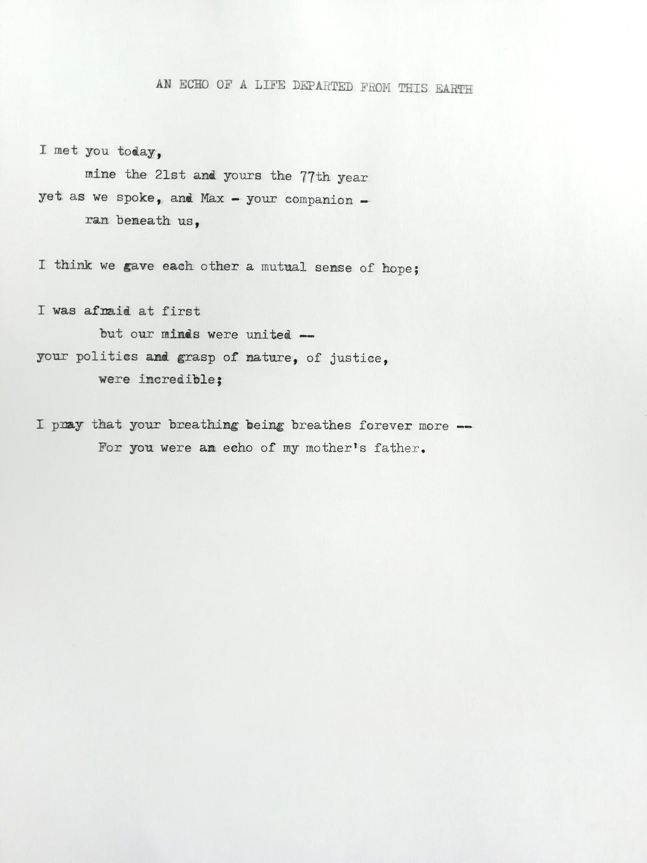 Poems About Life an Echo of a Life Departed From This - Etsy