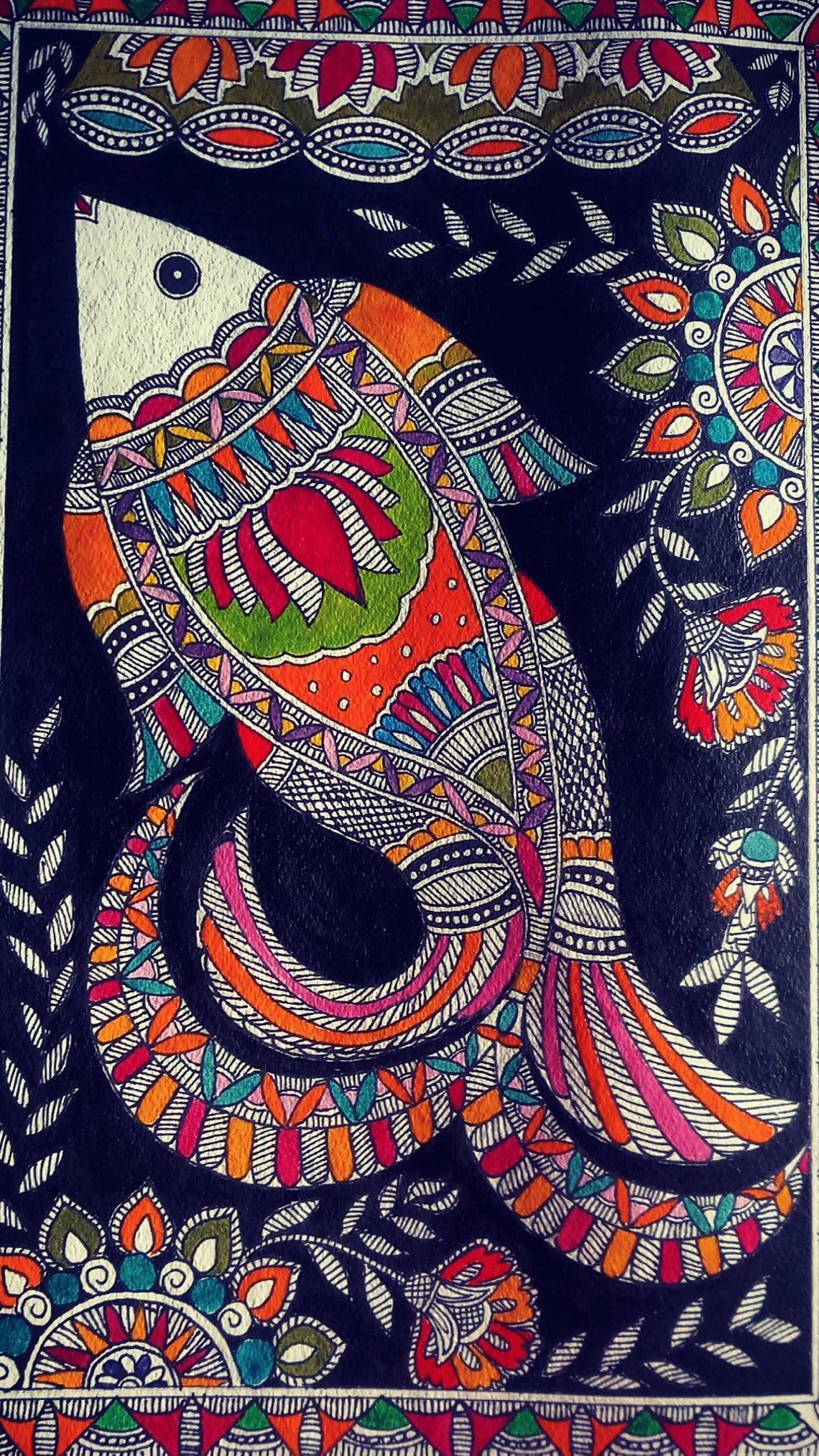 Fish Madhubani Painting 2315 Inches - Etsy