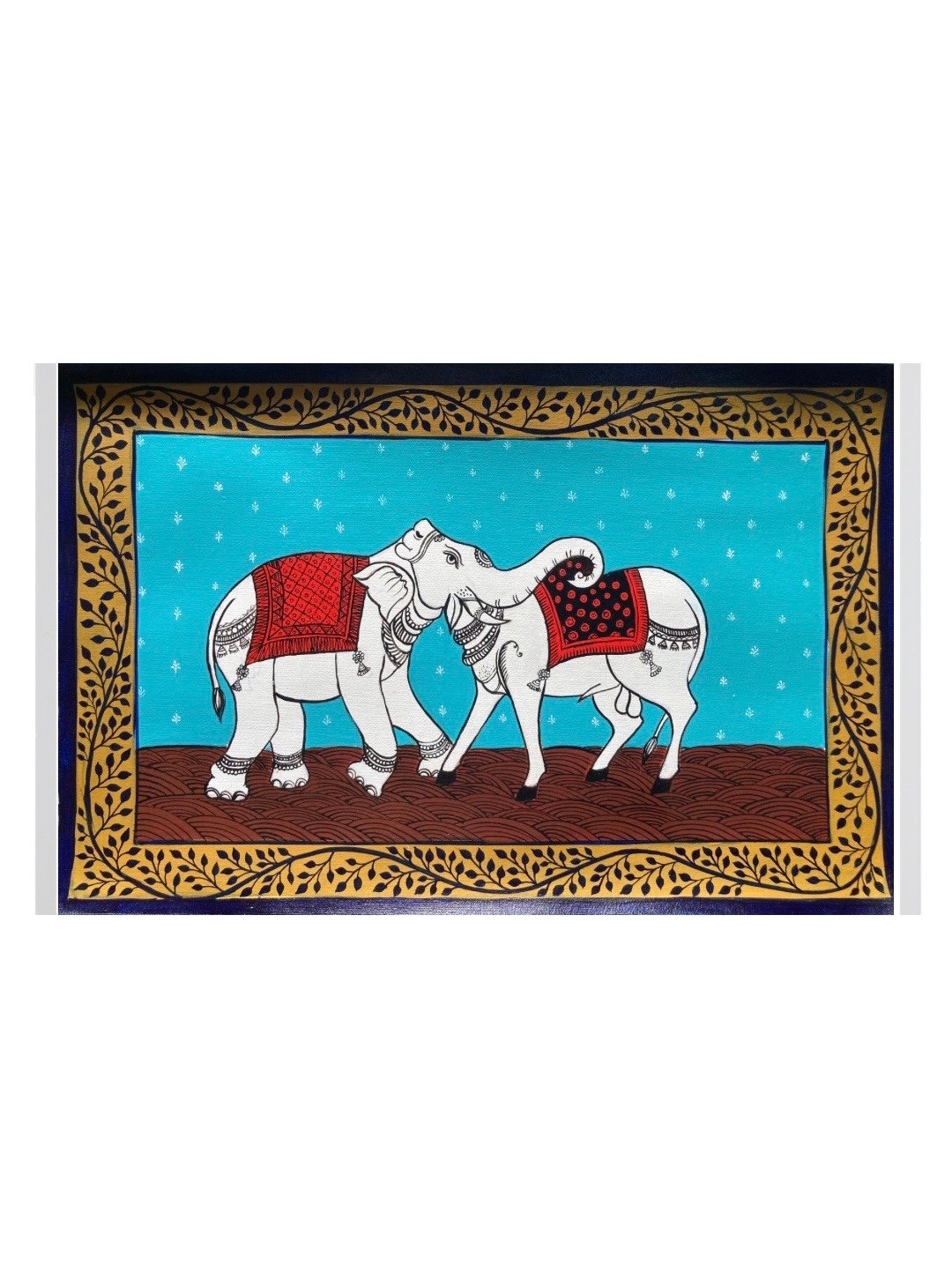 Elephant and a Bull Pattachitra Painting - Etsy