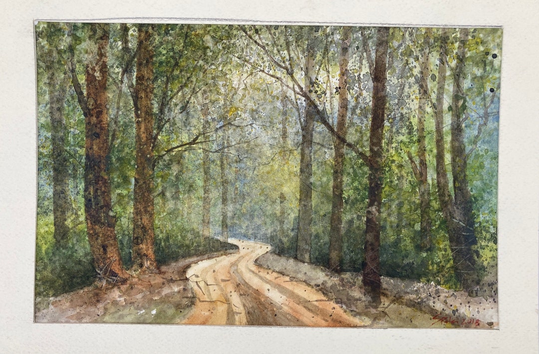 Between the Woods Watercolour Landscape Painting - Etsy