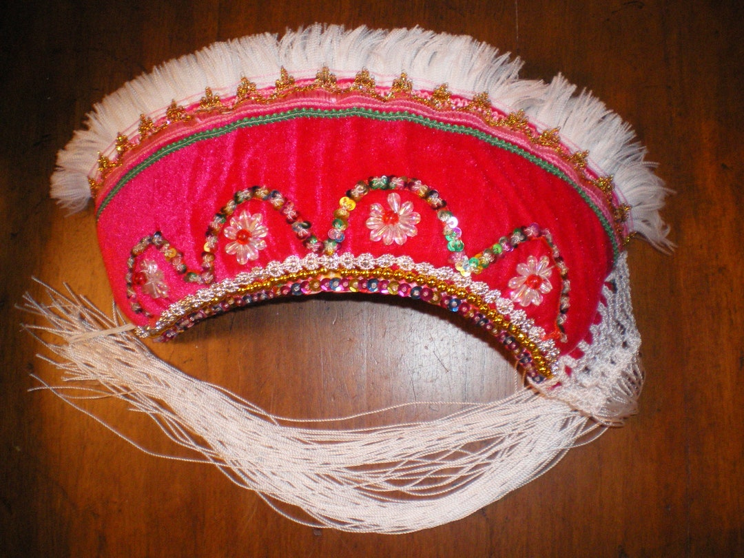 Fabulous RARE Vintage Woman's Chinese Hat Headpiece W/beads Sequins ...