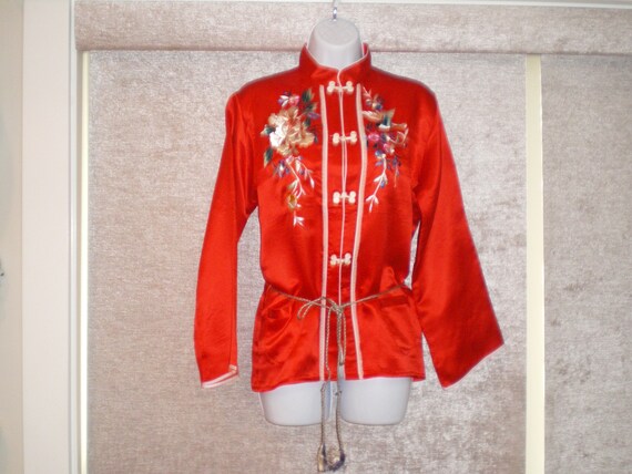 Beautiful Vintage Japanese/Chinese Red Silk Jacket w/… - Gem