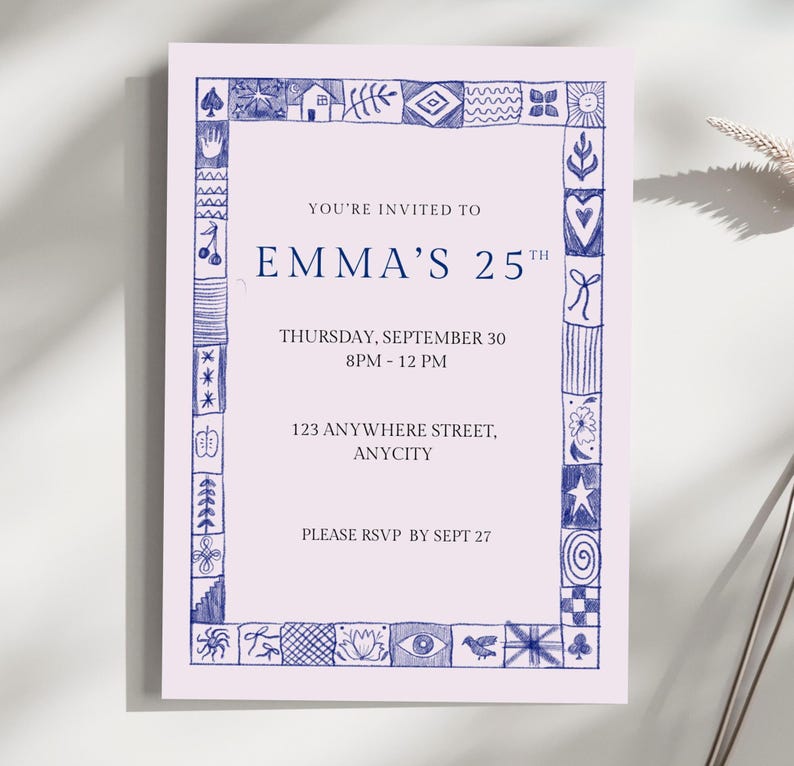 Charm Frame Italian Birthday Invitation Template Customisable Canva ...