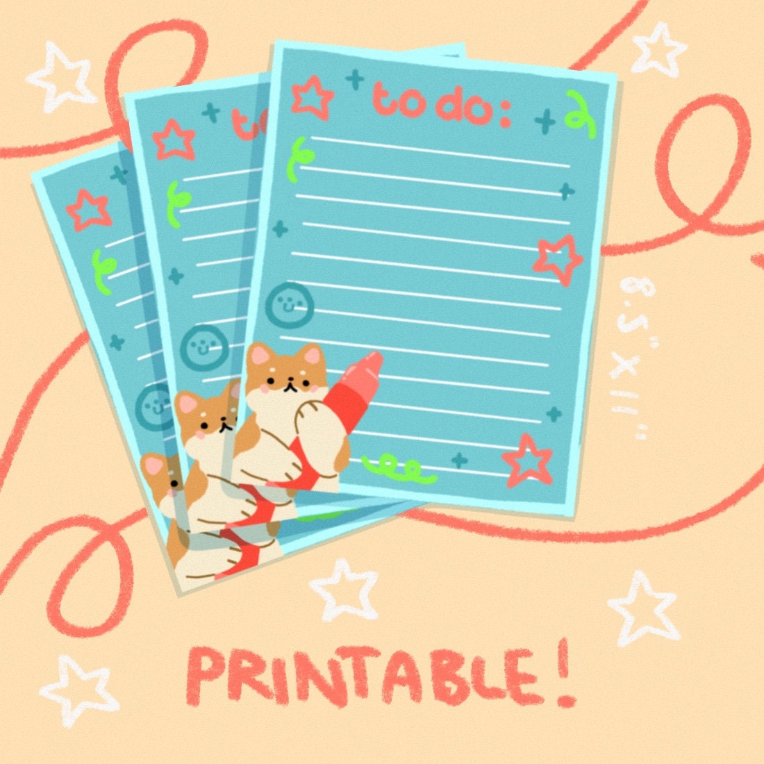 Cute dog to do list digital download printable | Etsy