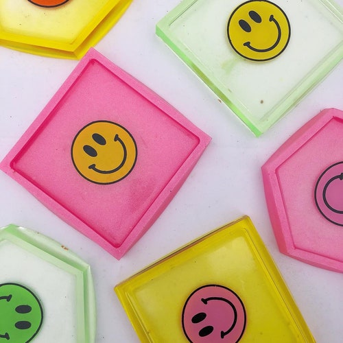 Smiley Face Coasters / Happy Face Coasters / Funny Face - Etsy