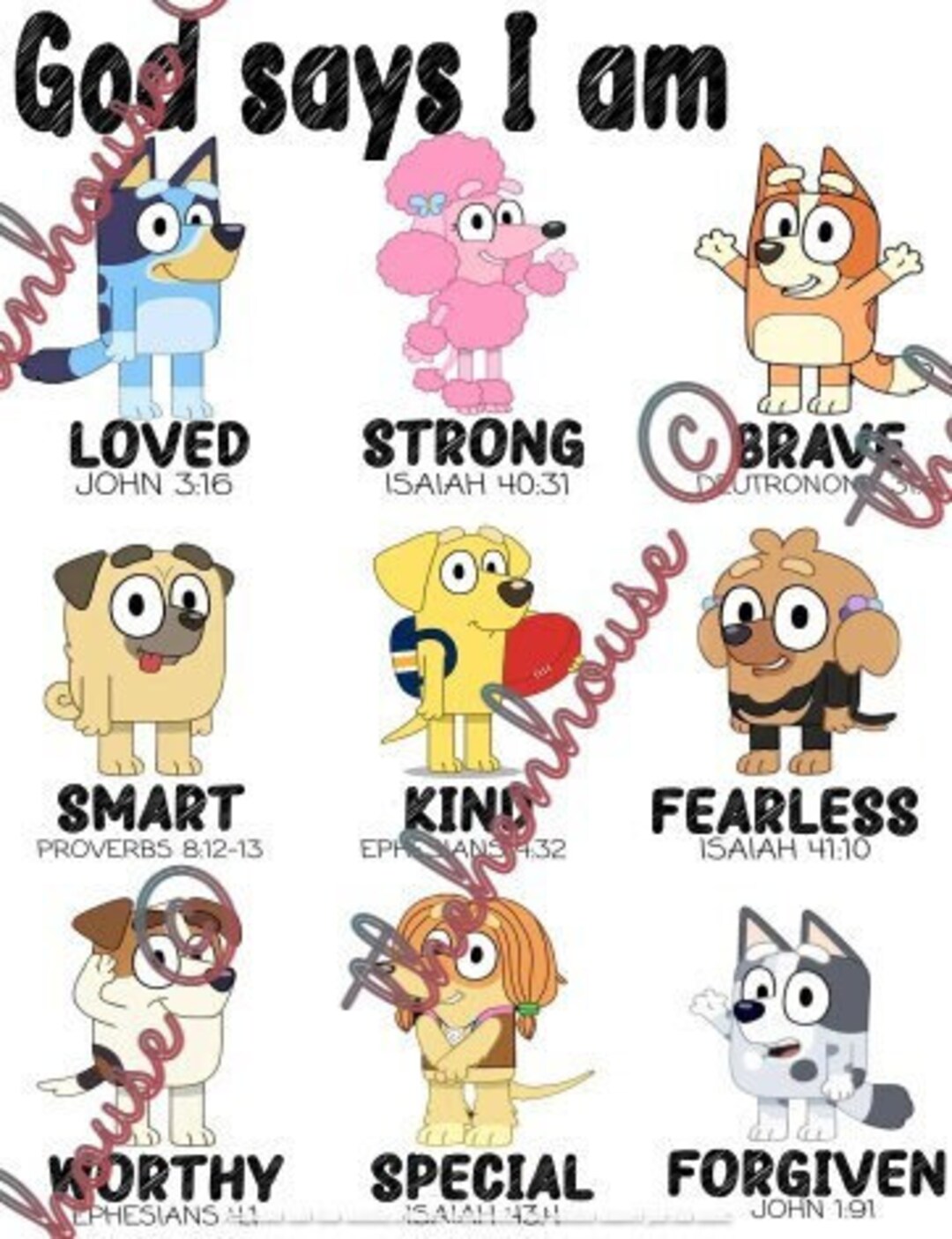 Bluey God Says Bible Verses Dogs Sublimation Svg Pdf - Etsy