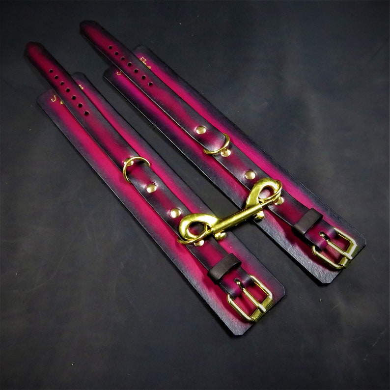 Handmade Black-red Leather Restraints Bondage Cuffs - Etsy