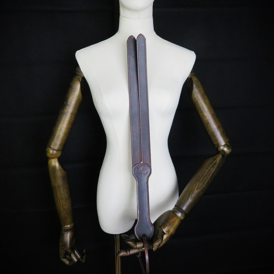 Leather Tawse Spanking Paddle, Double Layer Brown Leather Discipline ...