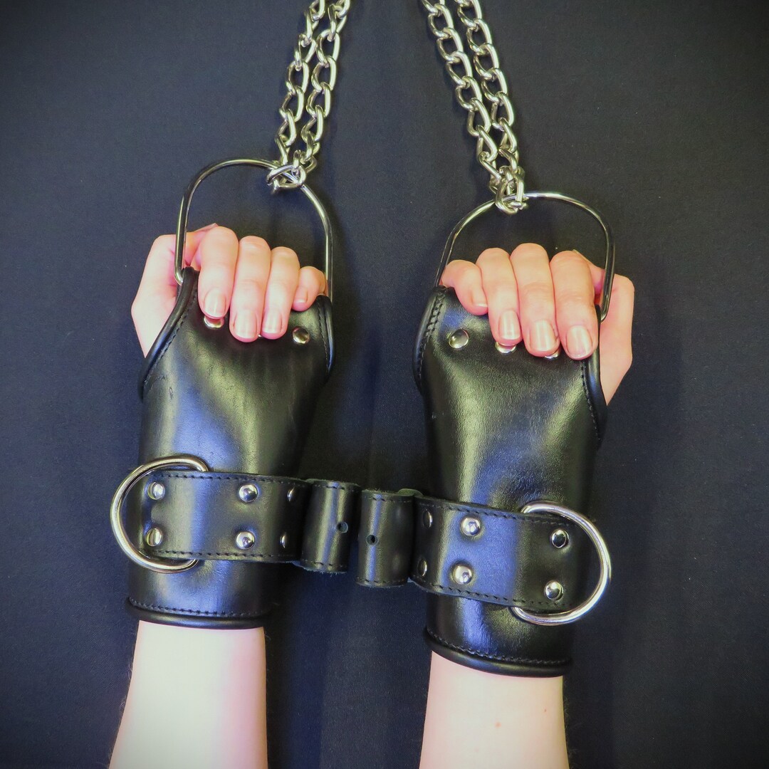 Handmade Black Leather Restraints, Bondage and Dominance Cuffs, Black ...