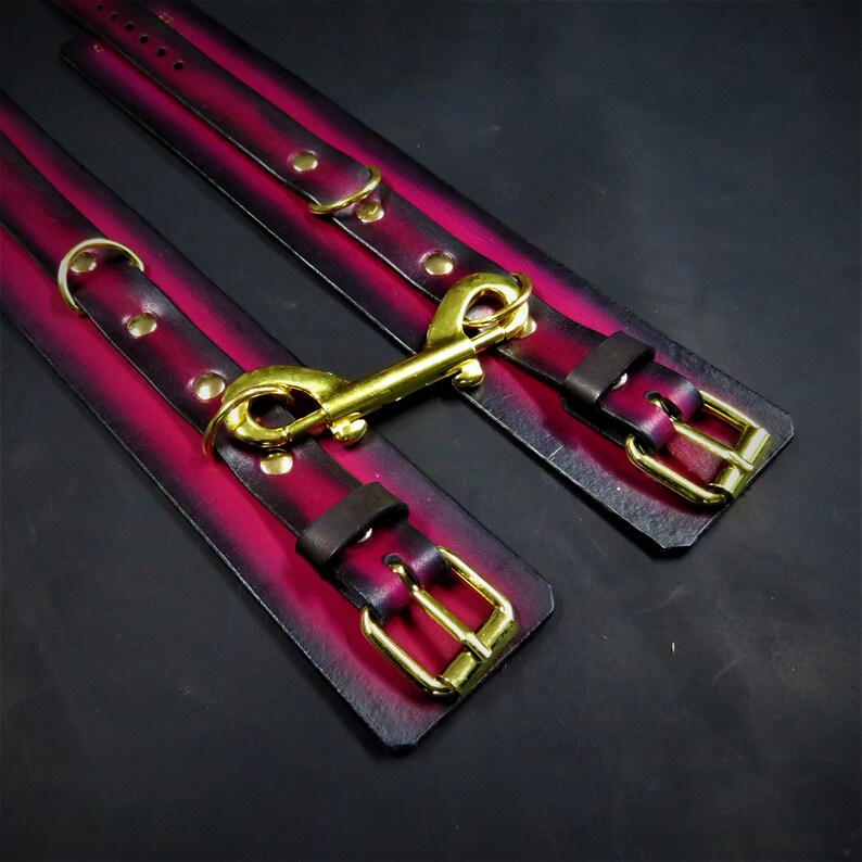 Handmade Black-red Leather Restraints Bondage Cuffs - Etsy