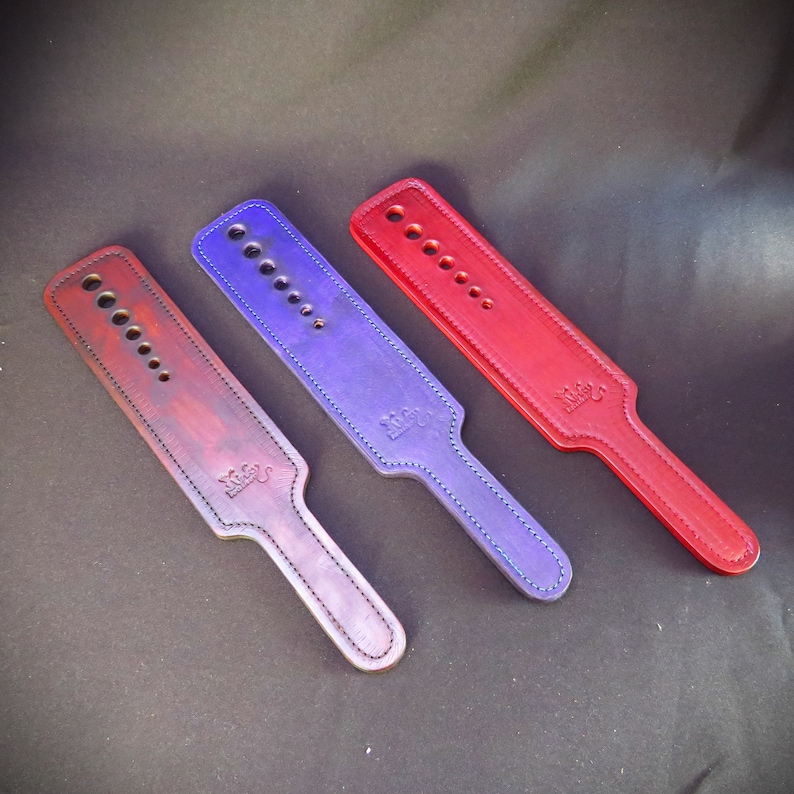 Set of 3 Handcrafted Leather Spanking Paddles Black Red Brown Leather ...