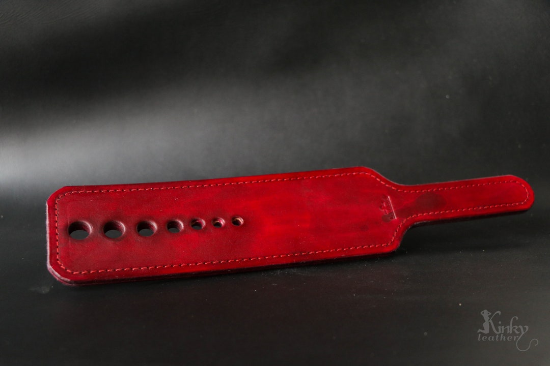 Handmade Leather Spanking Paddle, Red Leather Paddle Spanker, BDSM Whip ...