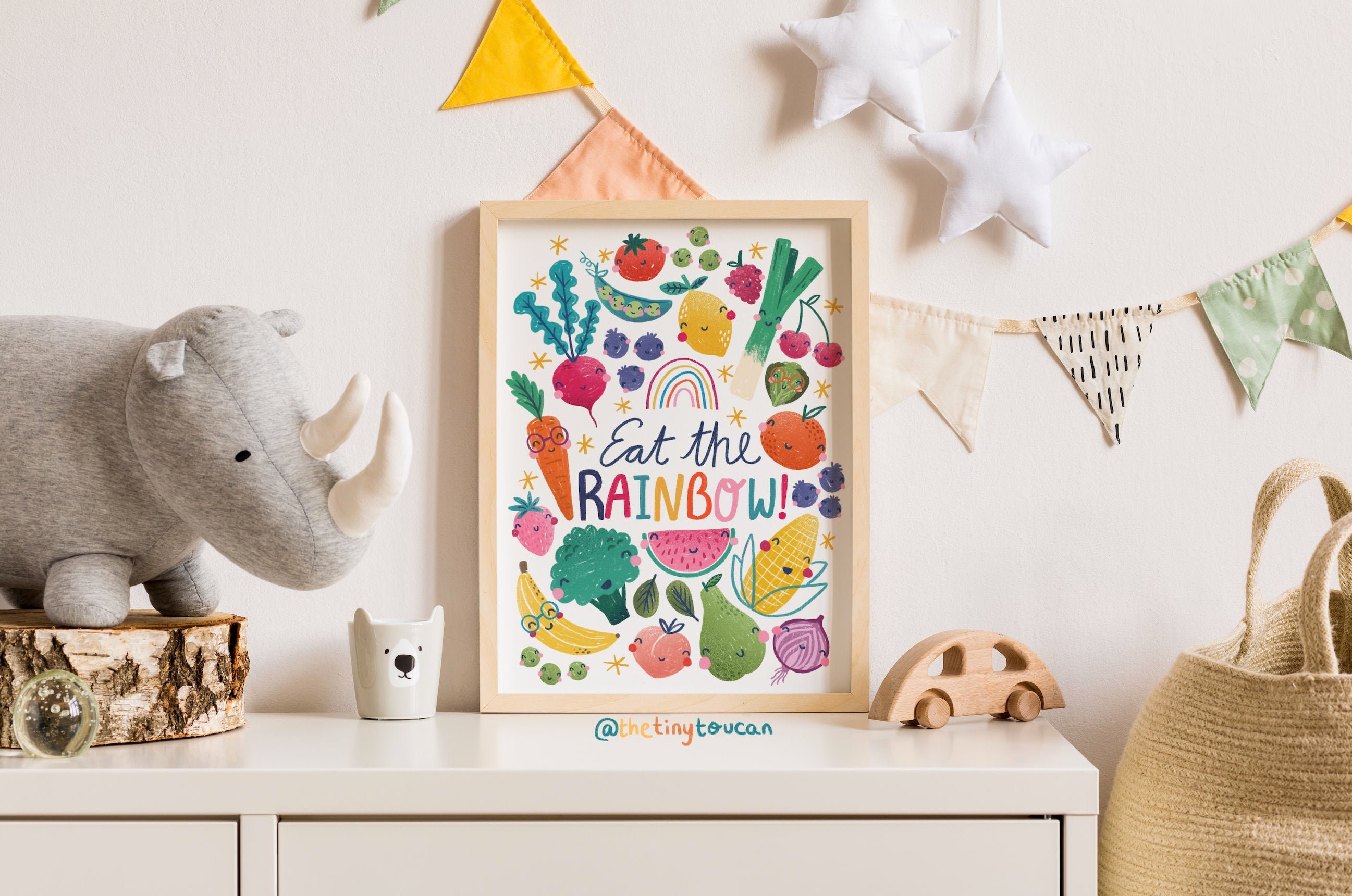 CUTE NURSERY ART A4/A3 Eat the Rainbow Fruit and | Etsy