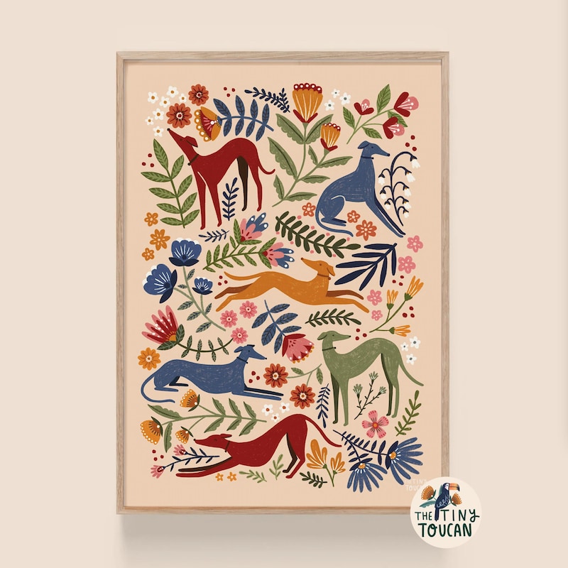 Whippet Greyhound Prints - Etsy UK