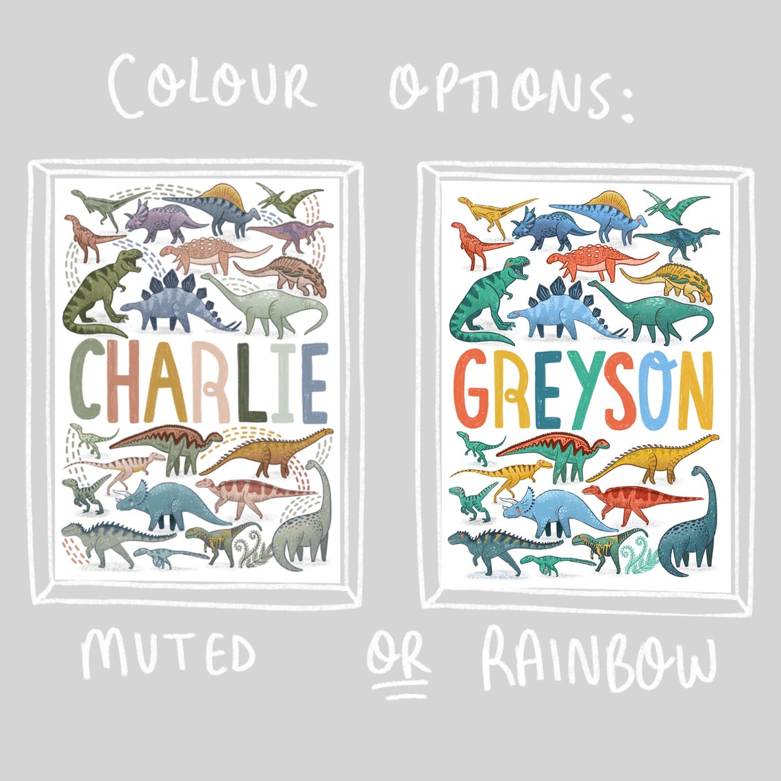 CUSTOM DINOSAUR NAME Print A4/A3 - Dino Art- Adventure- Nursery Wall ...