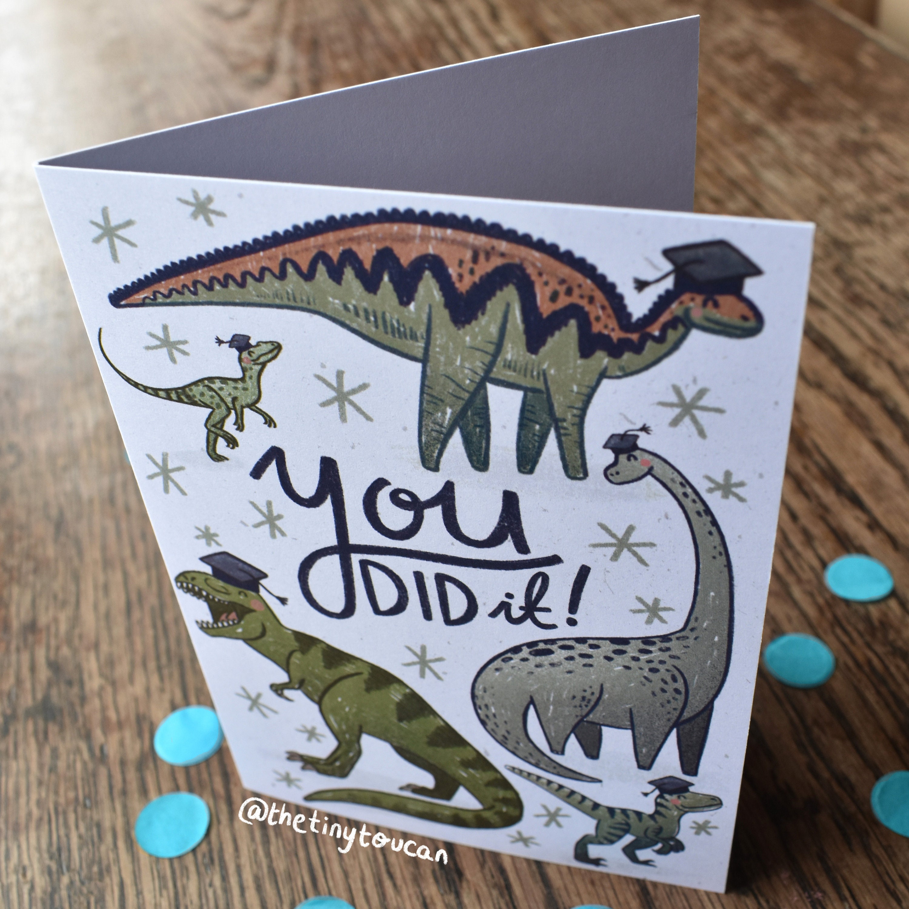 DINOSAUR GRADUATION CARD A6 You Did It Card Matte Extra - Etsy