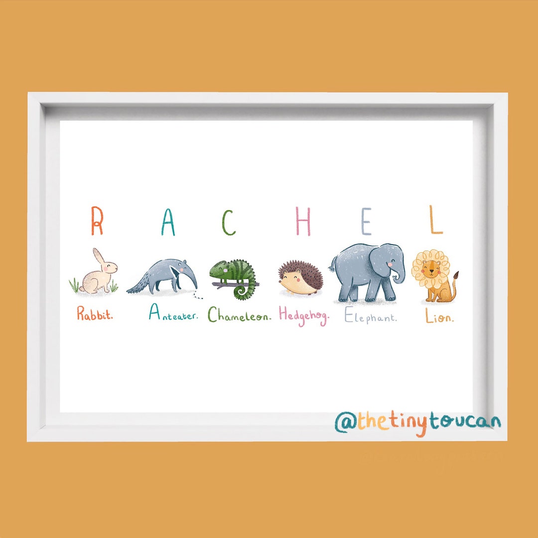 NAME ANIMAL PRINT A4/A3- Kids Name Art- Nursery Wall Art- Name ...