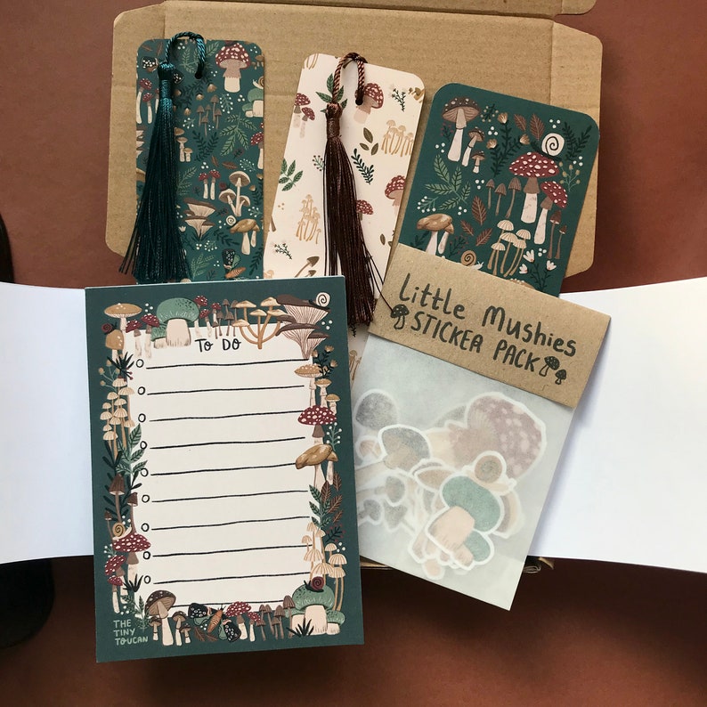 Little Mushies Gift Box- Illustrated Mushroom Stationery Gift Box ...