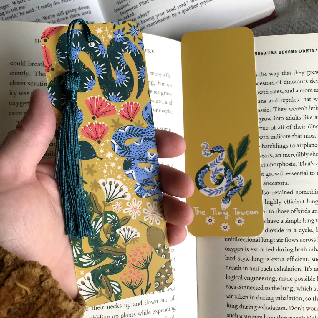 Snake Bookmark. Decorative Snakes Illustration- With or Without Tassel ...