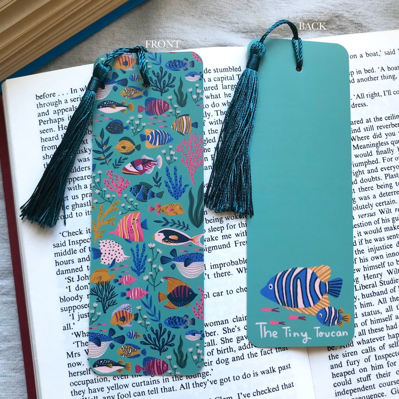 Fishies Bookmark. With or Without Tassel- Under the Sea- Cute Bookmark ...