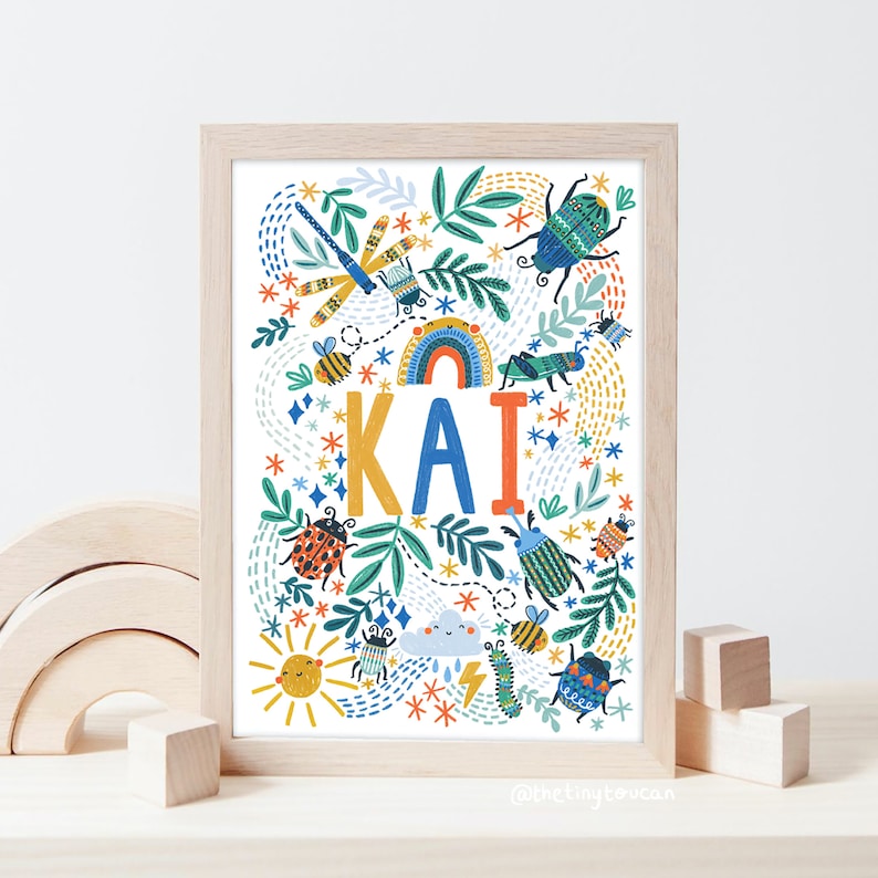 BUGS NAME A4-A3 PRINT Beetle Name Art Nursery Wall Art Cool - Etsy