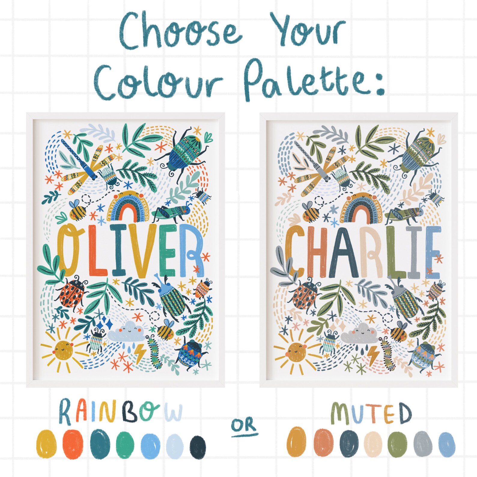 BUGS NAME A4-A3 PRINT Beetle Name Art Nursery Wall Art Cool | Etsy