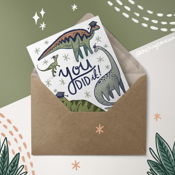 DINOSAUR GRADUATION CARD A6 You Did It Card Matte Extra - Etsy