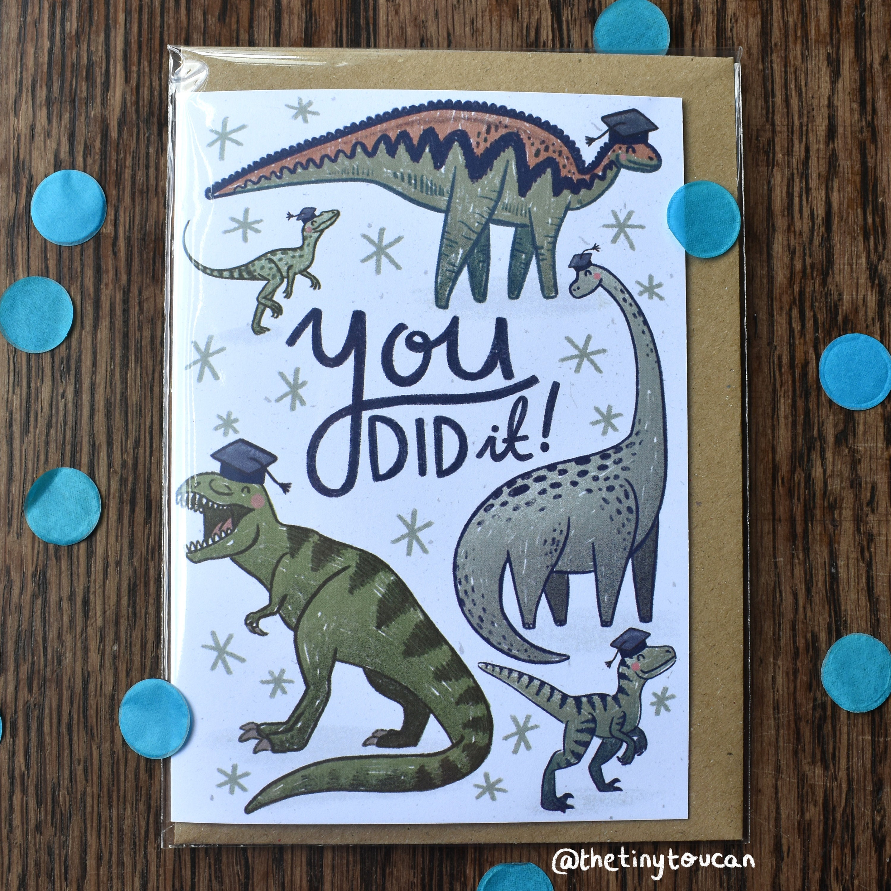 DINOSAUR GRADUATION CARD A6 You Did It Card Matte Extra - Etsy