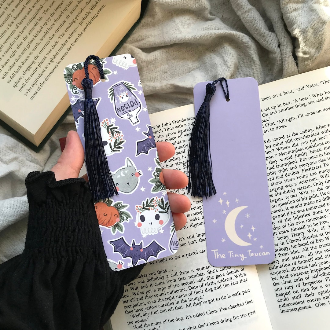 Halloween Cutie Bookmark. Kawaii Illustration- Pumpkin- Cat- Bat- Witch ...