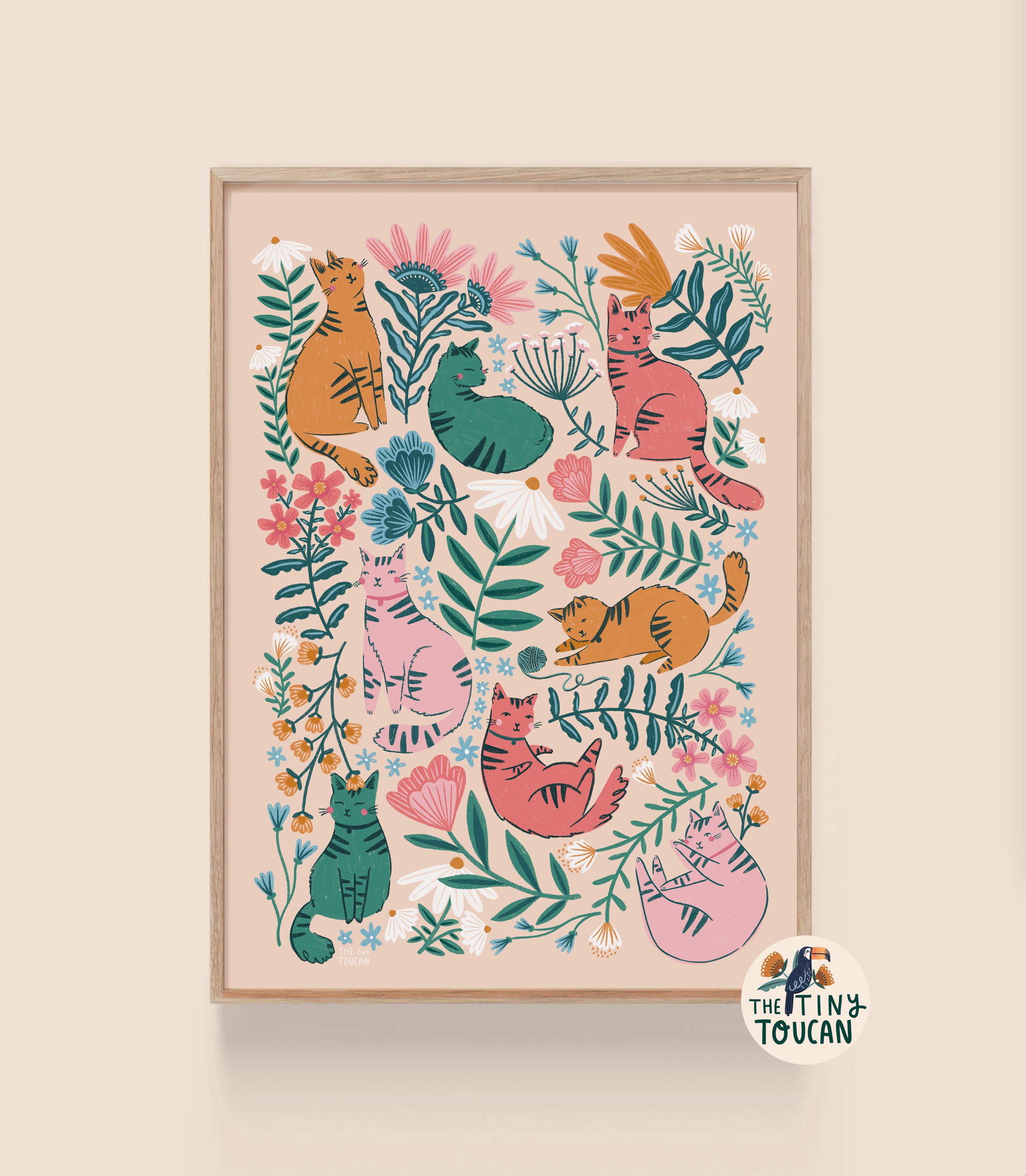 Cats Fine Art Print- A5, A4, A3- Interior Decor- Plastic Free ...