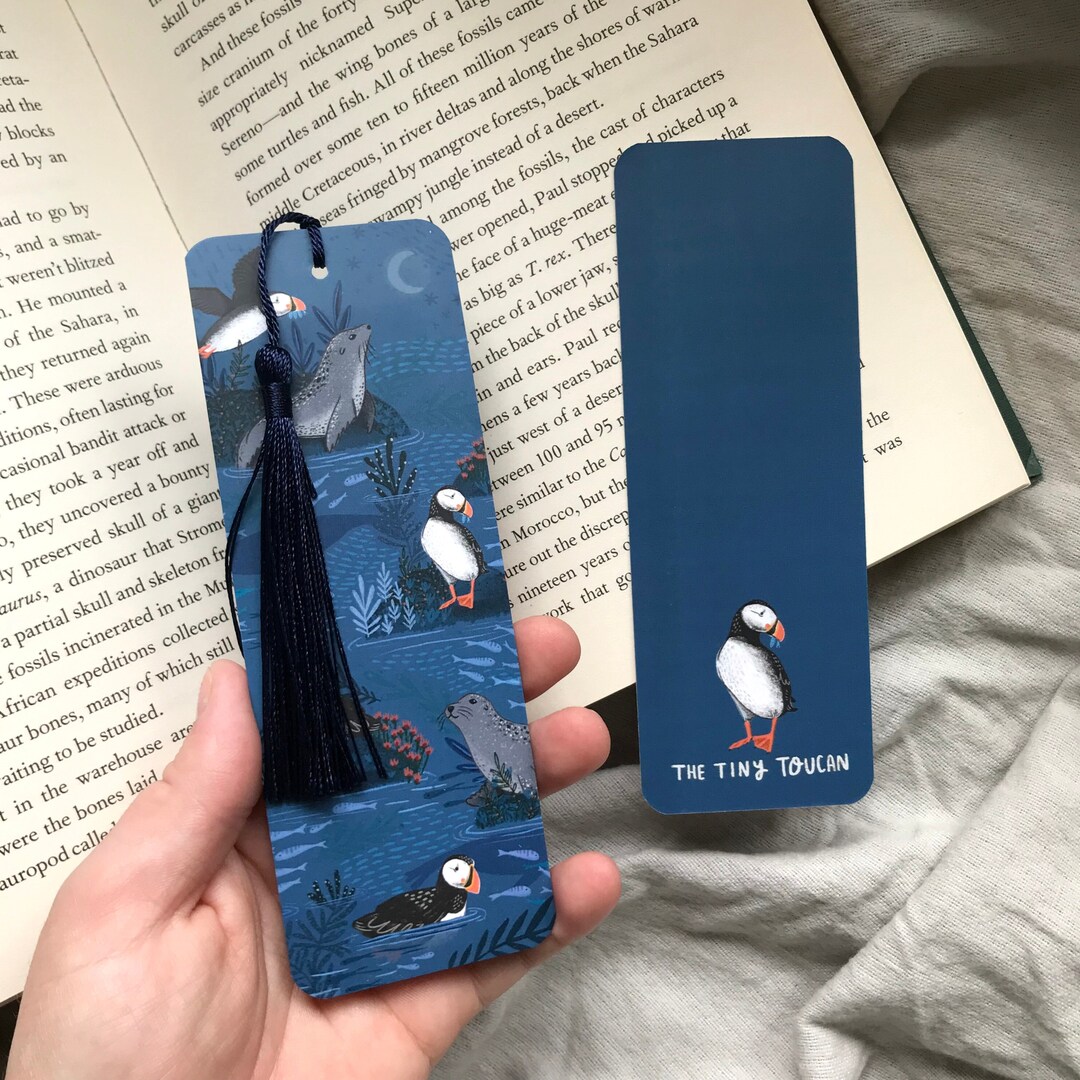 Puffins and Seal Bookmark. Night Sky, Ocean, Fish, Seaside, With or ...